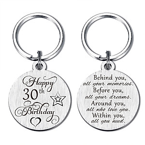 Laluminter 30 Years Old Birthday Gifts for Women Men - Happy 30th Birthday Bday Decorations Keychain Presents for Him Her