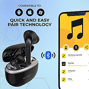Coby Noise Canceling Earbuds Wireless, Black | Wireless Headphones Bluetooth Earbuds | Noise Canceling Headphones Wireless Bluetooth Headphones, Touch Controls, Lost Tracker | Up to 10-HR Play