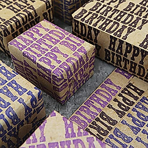 Happy Birthday Wrapping Paper for Men Boys Women Girls Adults Kids 3 Colors ''Happy Birthday'' Lettering Design Brown Birthday Gift Wrapping Paper 6 Sheets Folded Flat 20 X 28 Inches