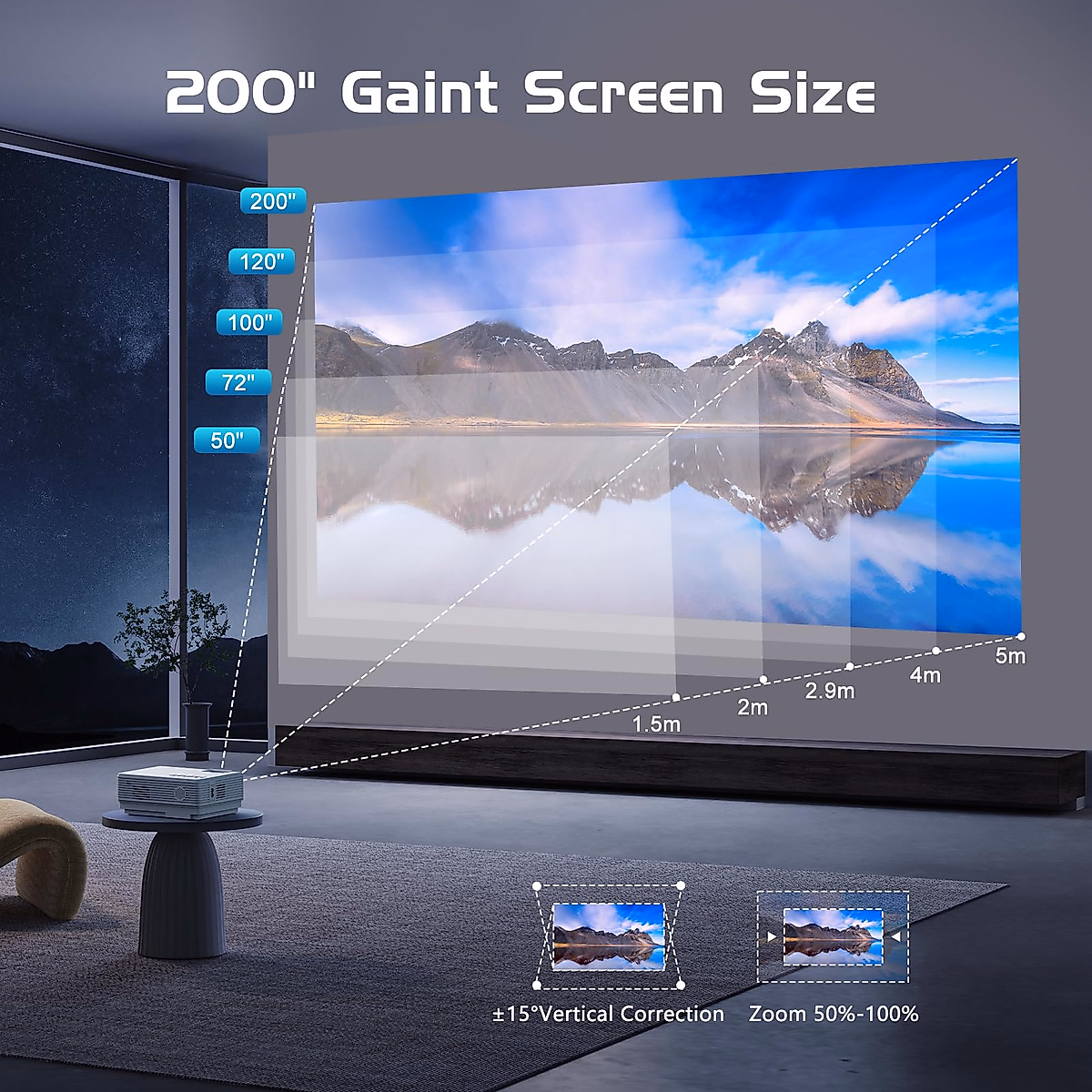 2023 Upgraded Mini Projector with Bluetooth and Projector Screen, Full HD 1080P Supported Portable Video-Projector, Home Theater Movie Projector Compatible with HDMI,VGA,USB,AV,Laptop,Smartphone