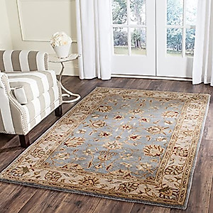 SAFAVIEH Royalty Collection 9' x 12' Blue / Beige ROY343B Handmade Traditional Oriental Premium Wool Area Rug