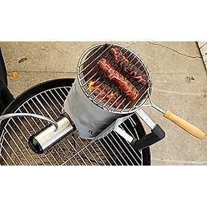 BBQ Dragon Round Grill Grate for Charcoal Chimneys - 9" Cooking Grate with Wood Handle - Stainless Steel Grill Rack, Fire Pit Grill Grate - BBQ Grate, Suited with Weber Charcoal Chimney