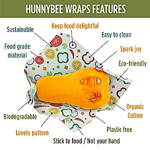 HUNNYBEEE Beeswax Wrap - (7 packs) Beeswax Paper Food Wrap | Sustainable Products | Eco-friendly Waxed Food Wrap | Bees Wax Wrap | Burrito Wrappers Cling | Bee Wax Food Wrappers