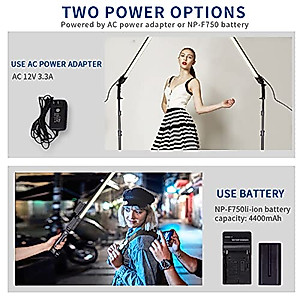 GIJUANRING Photography Lighting,Battery Powered Rechargeable LED Studio Light Wand Dimmable 3200-5500K Portable Handheld Stick Light with Li-Ion Battery,Stand for Portrait,Photo Studio,Outdoor Video