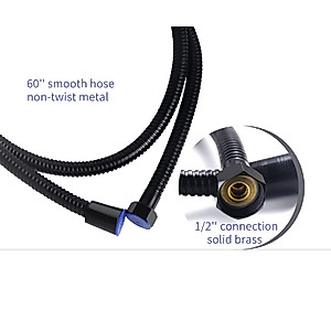 OYMOV High Pressure RV Shower Head with Hose - Non-Metallic RV Shower Kits Replacement w/ON/OFF Pause Function for RVs, Fifth Wheels, Motor Homes, Travel Trailers, Campers, Boats, Black