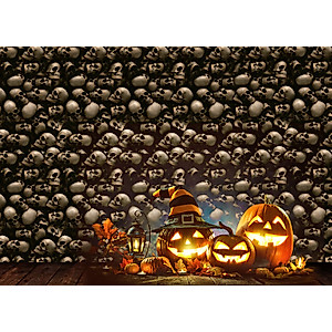 3Pcs Halloween Graveyard Skeleton Theme Party Decorations,Rectangle Plastic Smooth Surface Waterproof Catacombs Skull Sign Backdrop Tablecloth for Halloween Party Decoration and Supplies,54×108 inches