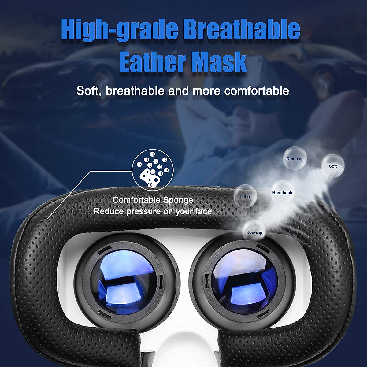 Vecot VR Headset Virtual Reality VR 3D Glasses VR Set Incl 3D Virtual Reality Goggles (White)
