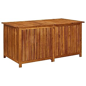 Outdoor Storage Box, Garden Deck Bin with Waterproof Liner, Patio Cushion Storage Cabinet, Garden Organizer for Patio, Lawn 59"x31.5"x29.5" Solid Acacia Wood
