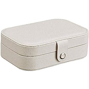ZZYINH AN207 Portable Jewelry Box Multi-Function PU Leather Jewelry Storage Box Case Holder Earring Necklace Plate Jewelry Organizer Small Jewelry (Color : White)