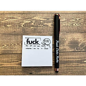 BOSONS Fresh Outta Fucks Pad And Pen, Fun Black Gel Pen With Notepad, Humorous Notepad And Pen Set, Playful Desk Accessories (Red,2pcs)