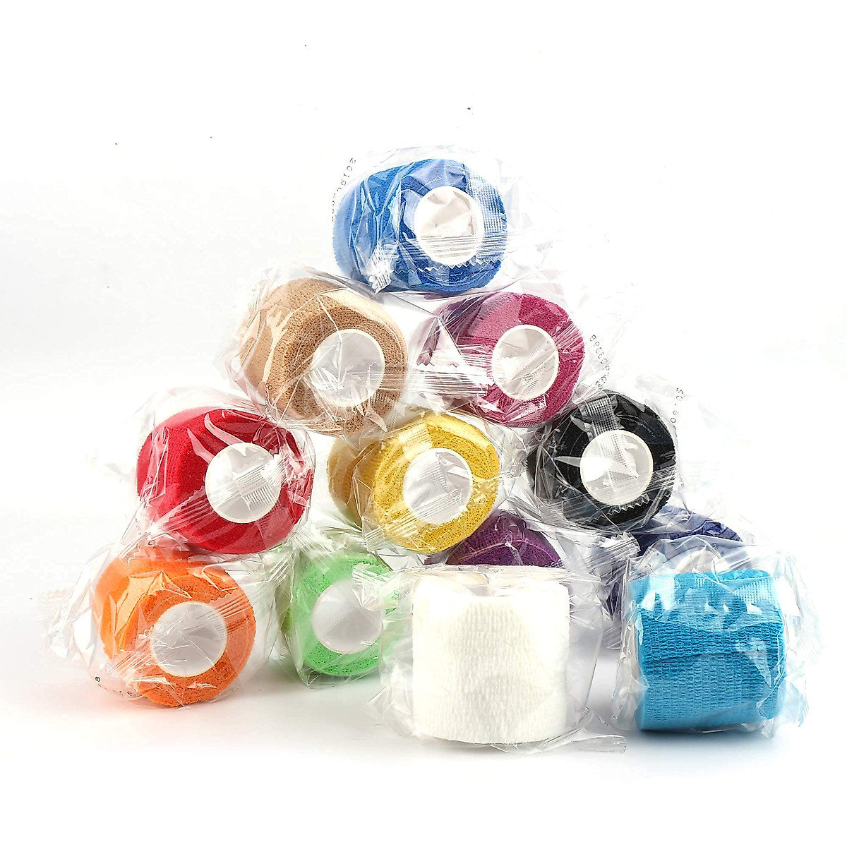 24 Pack Self Adherent Cohesive Wrap Bandages 2 Inches X 5 Yards, First Aid Tape, Elastic Self Adhesive Tape, Athletic, Sports wrap Tape, Bandage Wrap for Sports, Wrist, Ankle (Rainbow Color)