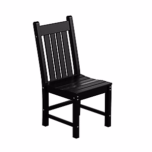 Costaelm Armless Outdoor Dining Chair, Adirondack Chair for Outside, HDPE Poly Lumber Outdoor Furniture Dinning Room Chair, Waterproof Indoor/Outdoor Restaurant Bistro Dining Chair, Black