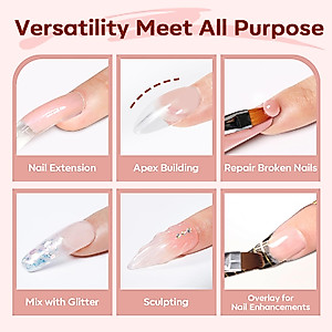 Modelones Poly Nail Gel Kit 30ml 2PCS With Slip Solution Extension Builder Enhancement Professional Starter Kit All-in-One Nail Technician French Kit