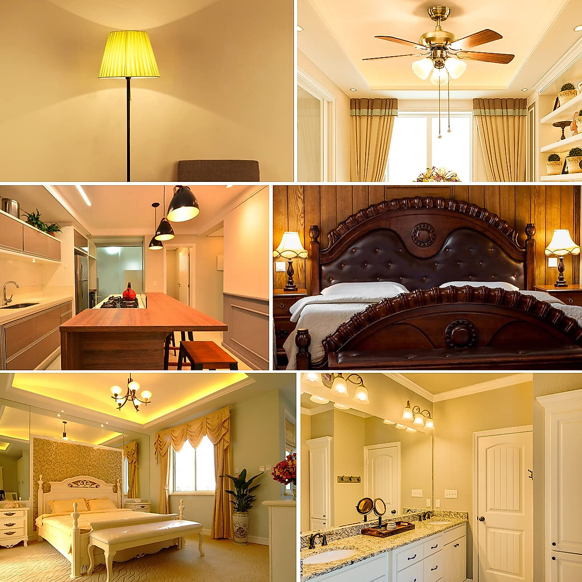 TAIYALOO E12 LED Bulb 5W C7 Light Bulb, 40W E12 Halogen Equivalent, Warm White 3000K, T6 Small Base, 120V 450LM E12 LED Candelabra Bulbs for Chandelier, Ceiling Fan, Salt Lamp, Non-Dimmable, 6 Pack