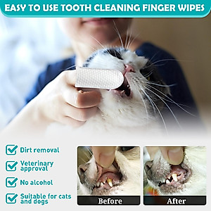 PET Hous Teeth Cleaning Finger Wipes for Cat & Dog & Rabbit.Reduces Plaque & Freshens Breath Finger Wipes, Disposable Gentle Cleaning & Gum Care Pet Wipes (50PCS)