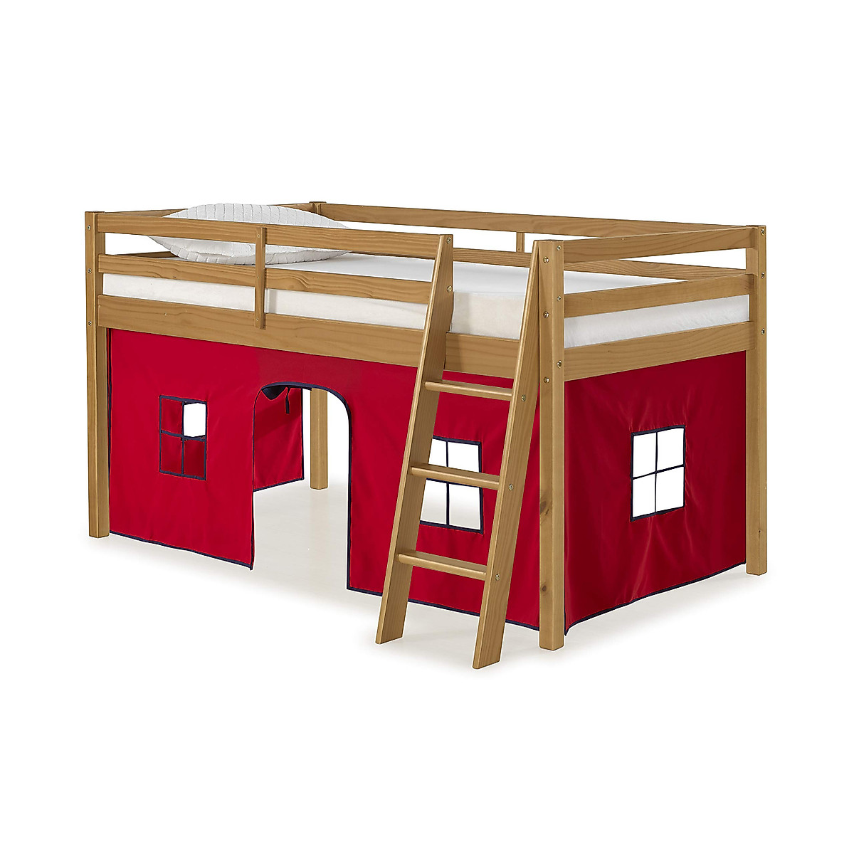 Alaterre Furniture Roxy Junior Loft - Cinnamon with Red and Blue Bottom Tent