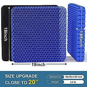 Gel Seat Cushion, Super Large Gel Cushion Chair Pads with Non-Slip Cover for Home Office Car Seat Wheelchair, Soft Breathable Honeycomb Seat Cushion for Relieve Hip Pain, As Seen On TV