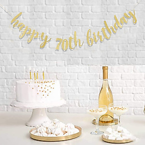 Happy 70th Birthday Banner - 70th Birthday Banner,70 Banner Gold,70th Anniversary Banner Gold,70th Birthday Banner for Women/men,happy 70th Birthday Banner Party Decorations
