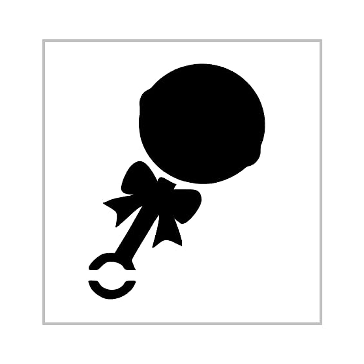 Baby Rattle Stencil 4 Inch Shaker Noise Maker Toy Newborn Shower Design Reusable Sheet for DIY craft crafting card making cookie cake airbrushing small miniature MIN210