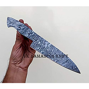 Handmade Damascus Chef knife Kitchen Knife Blank Blade fixed blade knife VK3542 (Silver 3)
