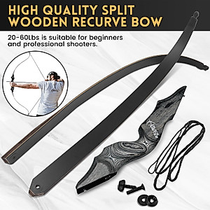 Obert Original Black Hunter Takedown Recurve Bow 60inch with Bamboo Core Limbs Archery Hunting Target Practice