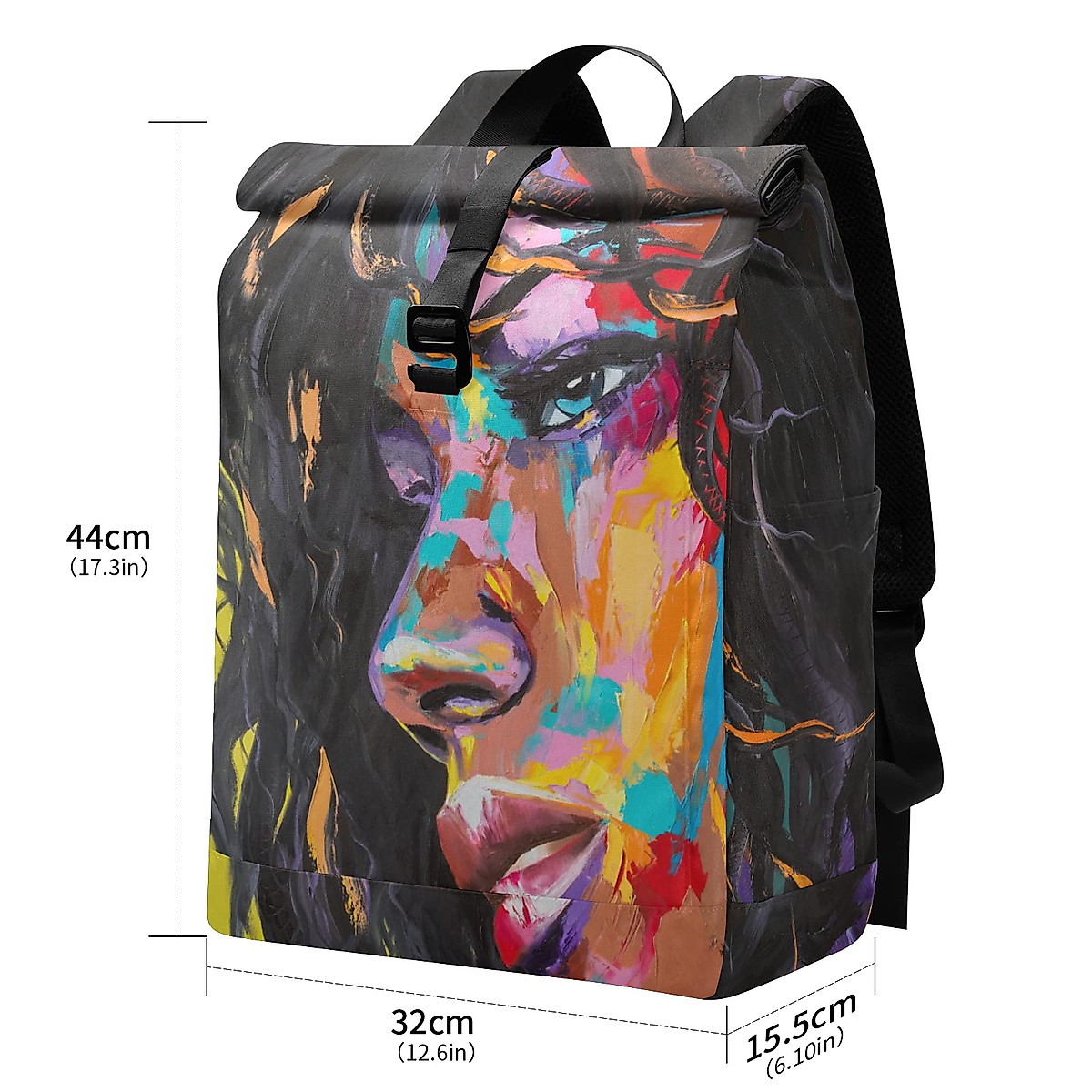 ALAZA Afro African American Woman Art Painting Large Laptop Backpack Purse for Women Men Waterproof Anti Theft Roll Top Backpack, 13 - 17.3 inch, Multi, One Size