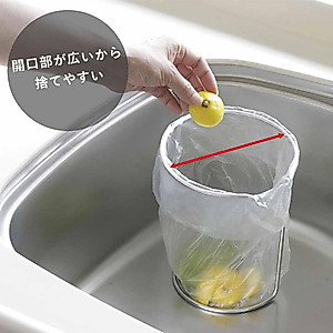 Shimomura Plastics 38125 Plastic Bag Holder, Made in Japan, Easy to Clean, Easy to Clean, Tsubamesanjo Tsubame Sanjo Stand, Triangular Corner Replacement, Trash Can Simple, Round, Large, Vegetable