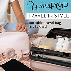 Wavy POP PRO 2 in 1 Titanium Flat Iron Hair Straightener & Curling Wand 1.75" | Professional Straightening Hair Iron with Ceramic MCH Fast Heat, Auto Shut Off | Dual Voltage with Travel Bag