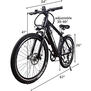 BRIGHT GG ebike 26" Electric Bike for Adults with 350W Motor and 36V 10Ah Built-in Lithium Battery,Mountain/Beach/City Electric Bicycle