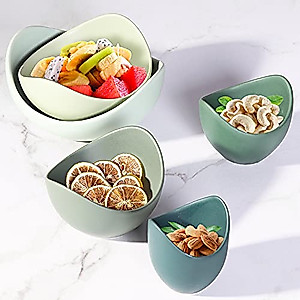 Notakia Salad Bowls, 5 Packs Serving Bowls Porcelain,Lotus Shaped Pasta Bowls, Dishwasher & Microwave Safe, Unique Ceramic Bowls for Salad, Pasta, Soup, Rice, Ideal for Home and Restaurant (Green)