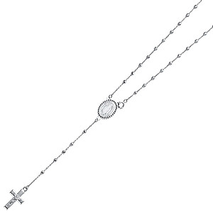 14k White Gold 2.5mm Rosario/Rosary Necklace - 20"