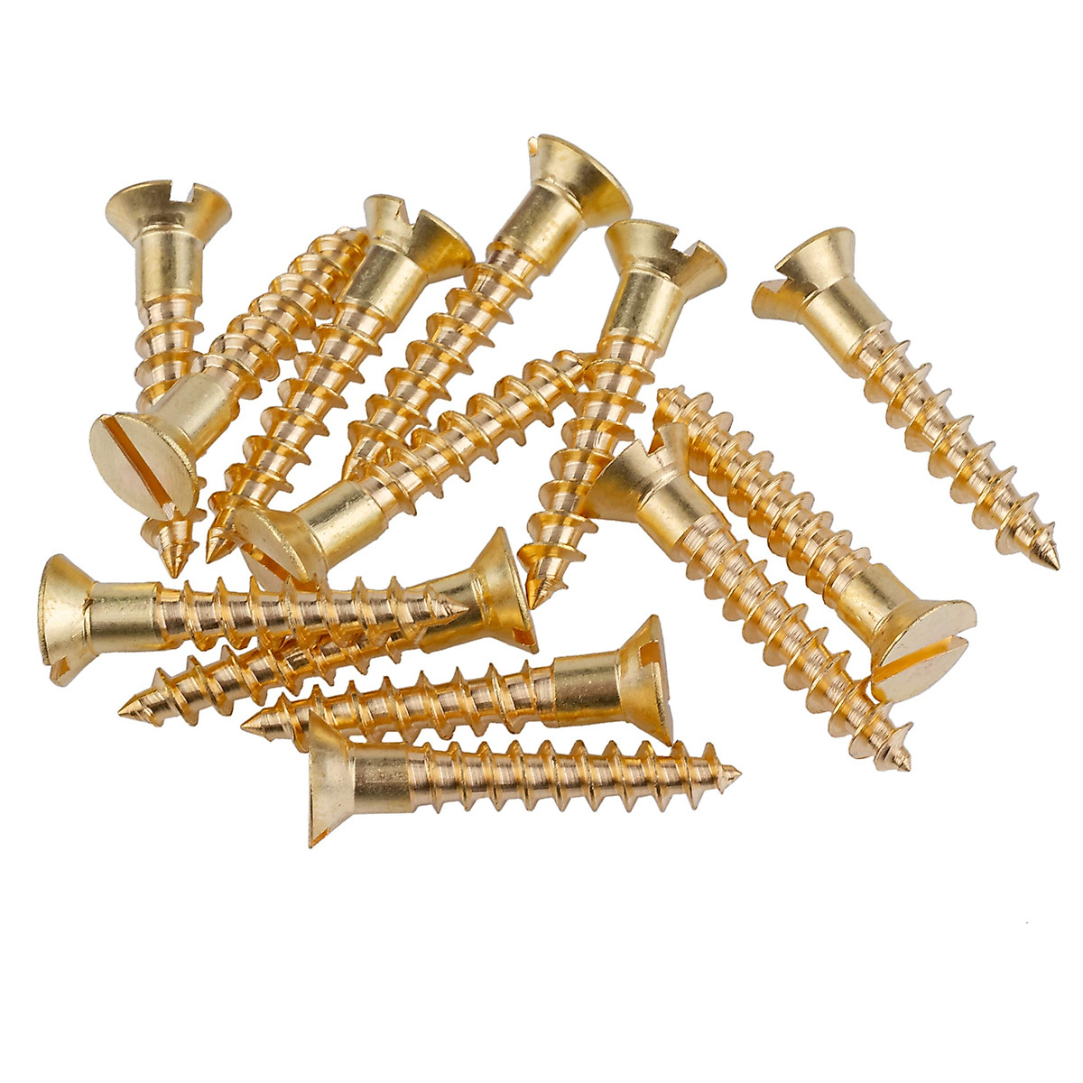 #8 x 1 Solid Brass Flat Countersunk Head Slot Drive Wood Screws | Pack of 100 | Self Tapping Screws for Wood Antique or Modern Furniture | SC-B81FC (100)