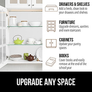 Gorilla Grip Smooth Drawer Liner and Adhesive Removable Liner, Smooth Liner Size 12x20, Non Adhesive for Drawers, Adhesive Liner Size 17.5x20, Book Cover, Both in White, 2 Item Bundle
