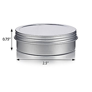 JUVITUS 2 oz Metal Steel Tin Flat Container with Tight Sealed Twist Screwtop Cover (6)