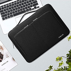 MOSISO 360 Protective Laptop Sleeve Bag Compatible with MacBook Air/Pro, 13-13.3 inch Notebook, Compatible with MacBook Pro 14 inch 2023-2021 A2779 M2 A2442 M1 with 2 Same Front Pockets&Belt, Black