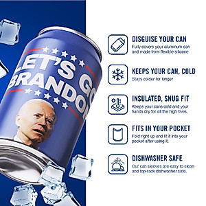 Beersy Silicone Sleeve Beer Can Cover - Insulated Can Sleeve - Novelty Disguise for Outdoor Events, Golf, Parties, Concerts,Tailgates - Hide a Beer To Look Like Soda, Fits 12 oz Cans (Lets Go Brandon)