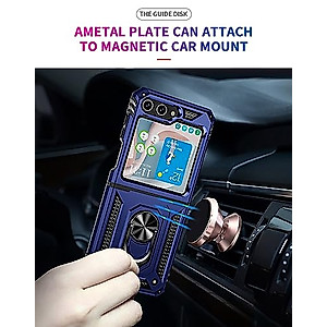 ZOEII Flip 5 Case for Samsung Z Flip 5 Case with Ring (Military-Grade) Anti-Drop, Heavy Duty Protective Case for Galaxy Z Flip 5 Case- Blue