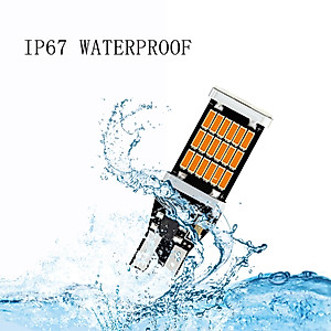 yvshy 4 PCS Car T15 Brake Light, 4014 45SMD DC12V High-bright 360-degree Reversing Light Turn Signal Replacement, CANBUS Decoded Stepless LED Bulb, Universal for Cars (Yellow)