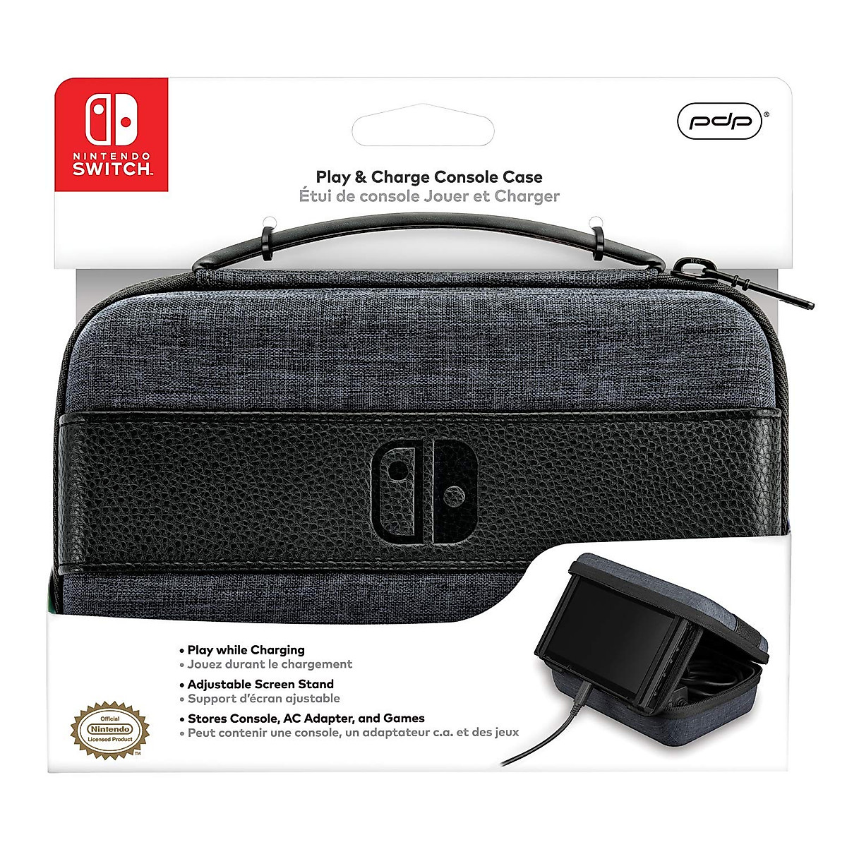 PDP Play and Charge Case for Nintendo Switch, Switch Lite and OLED Model - Durable Protective Travel Case System for Accessories and Games - Compartment for AC Adapter Charger, Good for Travel