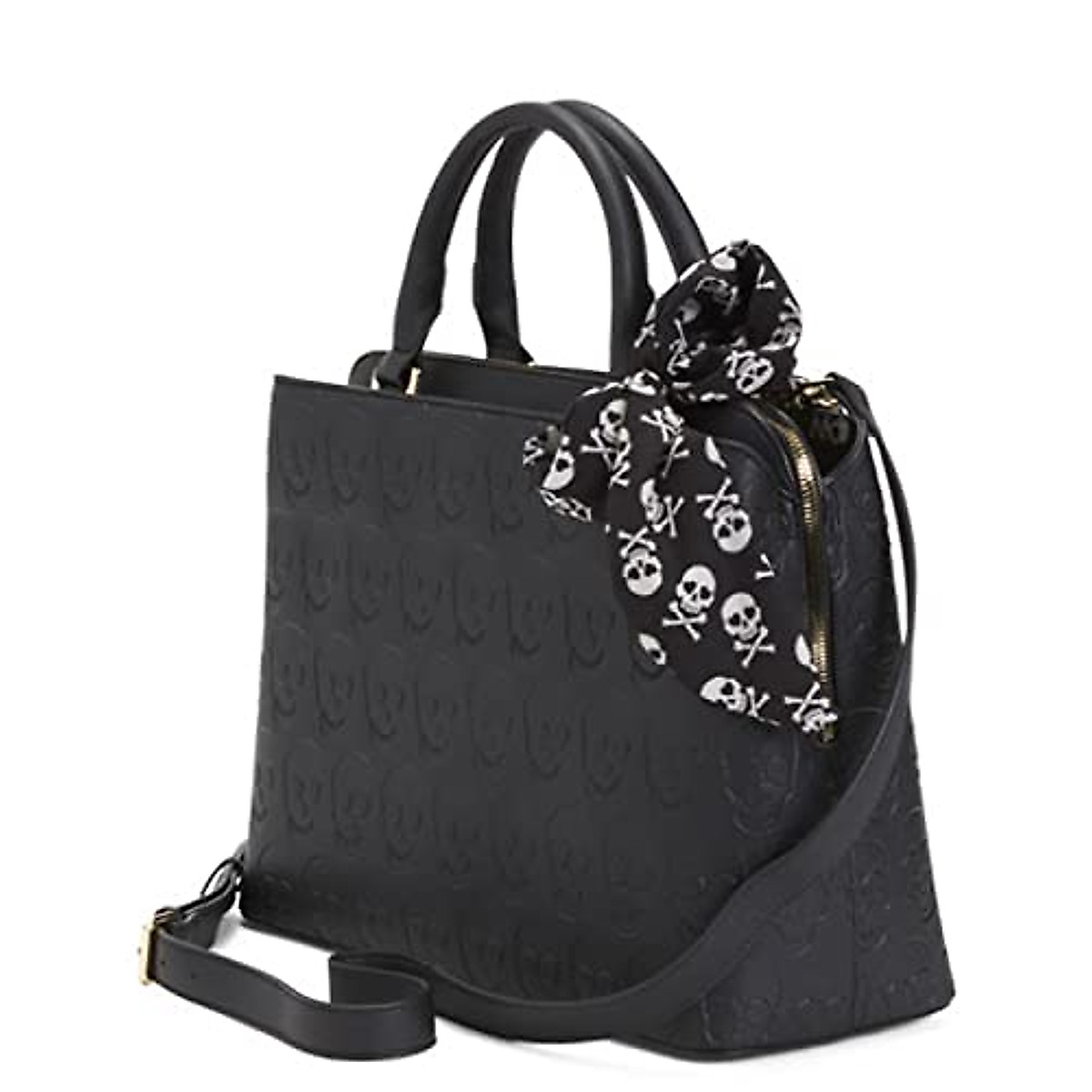 Halloween Embossed Saffiano Skull Motif Satchel For Women (Saffiano Skull)