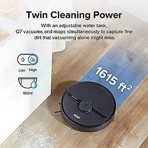 roborock Q7 Robot Vacuum and Mop, LiDAR Navigation, 2700Pa Suction, Multi-Level Mapping, 180mins Run-Time, Works with Alexa, Perfect for Hard Floors, Carpets, and Pet Hair (Black)