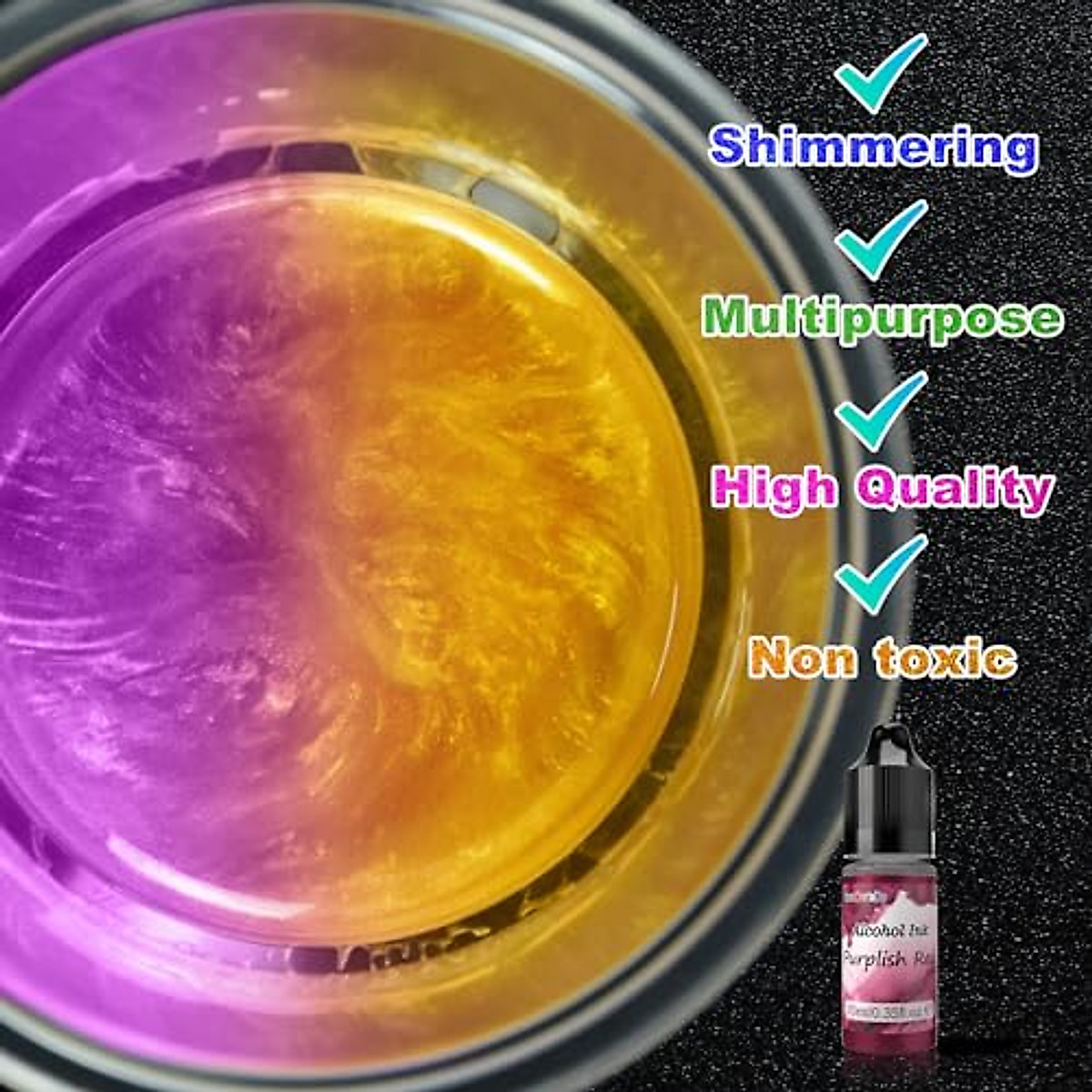 Metallic Alcohol Ink Set - 20 Metal Colors, Concentrated Alcohol-Based Ink, Epoxy Resin Paint Dye for Resin Coasters, Acrylic Painting, Tumbler Making,10 ml Each