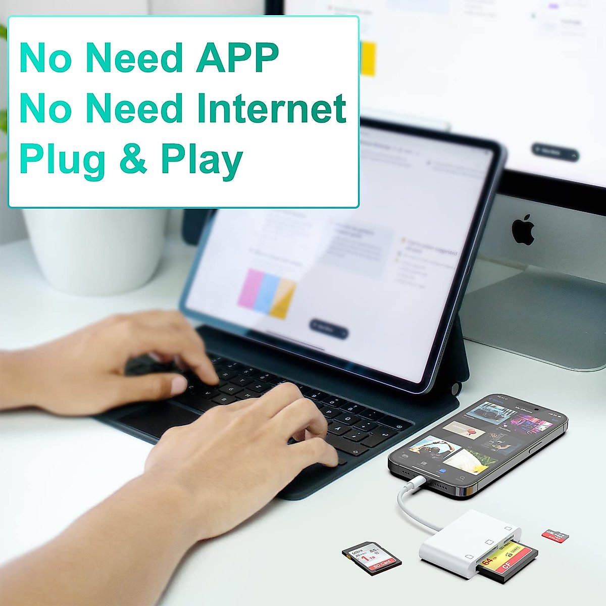 3-in-1 Lightning to CF/SD/Micro SD Card Reader for iPhone iPad,3-Slot Apple Compact Flash Memory Card Reader Adapter,Trail Game Digital Camera Viewer for iPhone 14/13/13 Pro/12/12 Pro【MFI Certified】