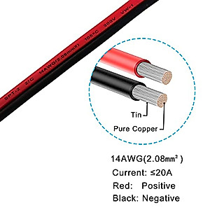 Liwinting SAE Y Splitter 1 to 2 SAE Extension Cord SAE Extension Cable Solar Panel Photovoltaic Cable Male to Female Extension Cord Bullet SAE One Point Two 14AWG 60cm/1.96FT