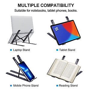 Uniwit 6 Levels Adjustable Laptop Notebook Stand Holder,Foldable Portable Aluminum Alloy Riser Laptop Holder, Ventilated and Lightweight Compatible for Macbook, Laptop, Notebook Computer,Tablet(Black)