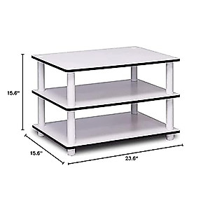 Furinno 11173 Just 3-Tier No Tools Coffee Table, White w/White Tube