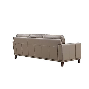 Hydeline Soma Top Grain Leather Sofa Couch, 92", Taupe