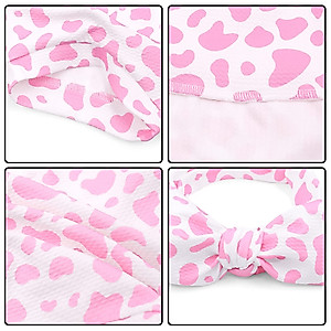 Cow Print Baby Shorts Set Baby Girl Bummies Summer Shorts High Waisted Bloomers and Bows Cow Spot Diaper Cover Baby Shorts Cow Girl Outfit Baby Toddler Clothes Baby Shower Birthday Cake Smash Gift