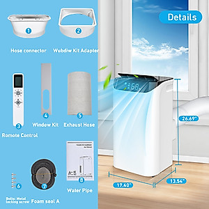 KAMLAM 12000 BTU Portable Air Conditioners for Room up to 500 sq.ft, 3-IN-1 Quiet Cooling Portable AC Unit with Fan & Dehumidifier Function, 24H Timer Sleep Mode, Remote Control & Windows Kit Included