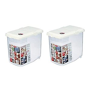 JapanBargain 1826, Set of 2 Large Japanese Kitchen Pantry Storage Containers Kome Bitsu Rice Storage Container 22 lbs, Made in Japan